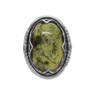 Vintage Sterling Silver Set with Geniune Serpentine Gemstone Oval Cabo ...